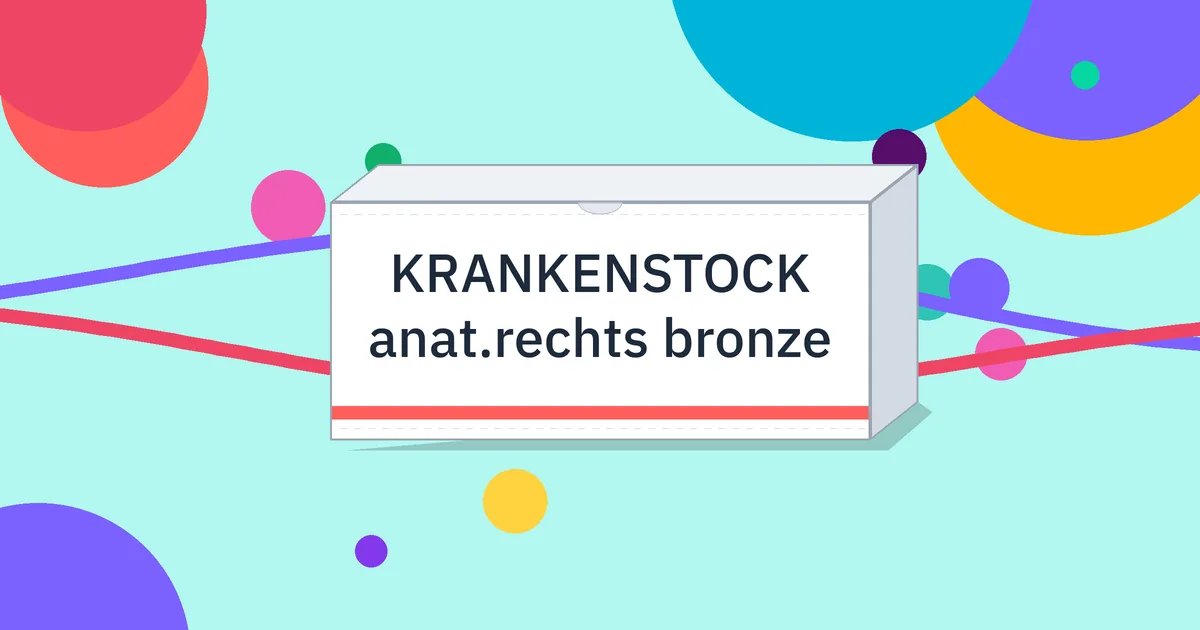 Symbolbild: Packung mit der Aufschrift KRANKENSTOCK anat.rechts bronze (PZN 08447404) – Verfügbarkeit und Bezug in Apotheken in Frankfurt am Main