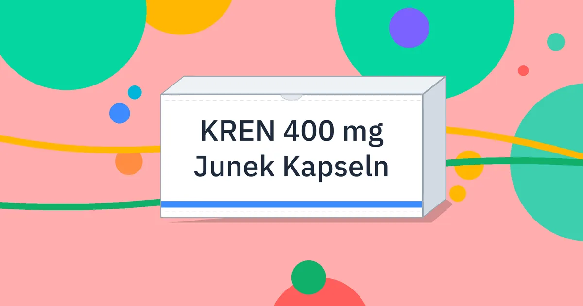 Symbolbild: Packung mit der Aufschrift KREN 400 mg Junek Kapseln (PZN 00139117) – Verfügbarkeit und Bezug in Apotheken in Frankfurt am Main