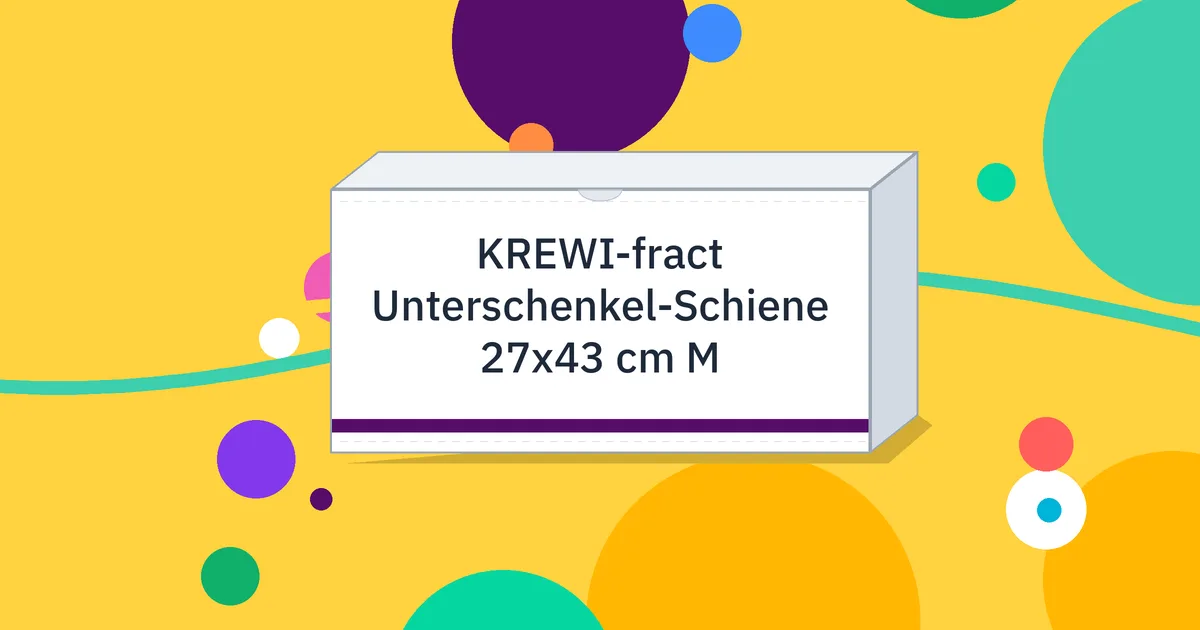 Symbolbild: Packung mit der Aufschrift KREWI-fract Unterschenkel-Schiene 27x43 cm M (PZN 17300887) – Verfügbarkeit und Bezug in Apotheken in Frankfurt am Main