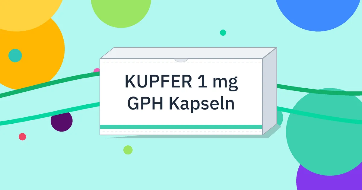Symbolbild: Packung mit der Aufschrift KUPFER 1 mg GPH Kapseln (PZN 01569222) – Verfügbarkeit und Bezug in Apotheken in Frankfurt am Main