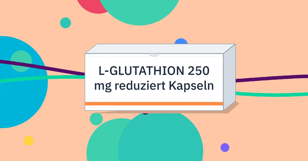 Symbolbild: Packung mit der Aufschrift L-GLUTATHION 250 mg reduziert Kapseln (PZN 10310262) – Verfügbarkeit und Bezug in Apotheken in Frankfurt am Main