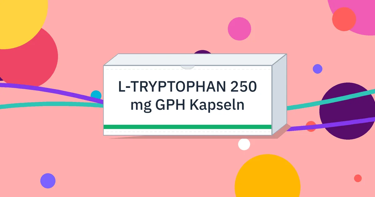 Symbolbild: Packung mit der Aufschrift L-TRYPTOPHAN 250 mg GPH Kapseln (PZN 09918857) – Verfügbarkeit und Bezug in Apotheken in Frankfurt am Main
