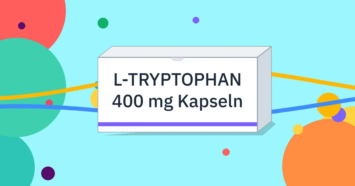 Symbolbild: Packung mit der Aufschrift L-TRYPTOPHAN 400 mg Kapseln (PZN 10963484) – Verfügbarkeit und Bezug in Apotheken in Frankfurt am Main