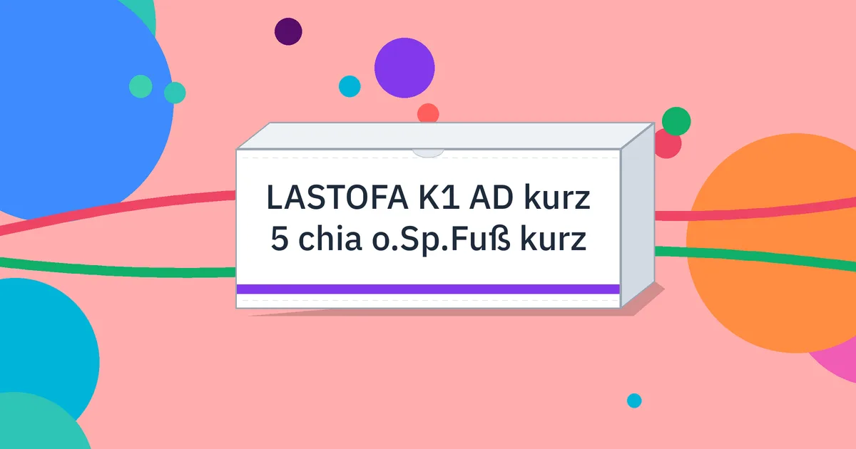 Symbolbild: Packung mit der Aufschrift LASTOFA K1 AD kurz 5 chia o.Sp.Fuß kurz (PZN 13787705) – Verfügbarkeit und Bezug in Apotheken in Frankfurt am Main