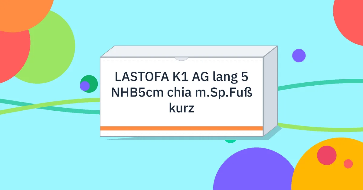 Symbolbild: Packung mit der Aufschrift LASTOFA K1 AG lang 5 NHB5cm chia m.Sp.Fuß kurz (PZN 13792764) – Verfügbarkeit und Bezug in Apotheken in Frankfurt am Main