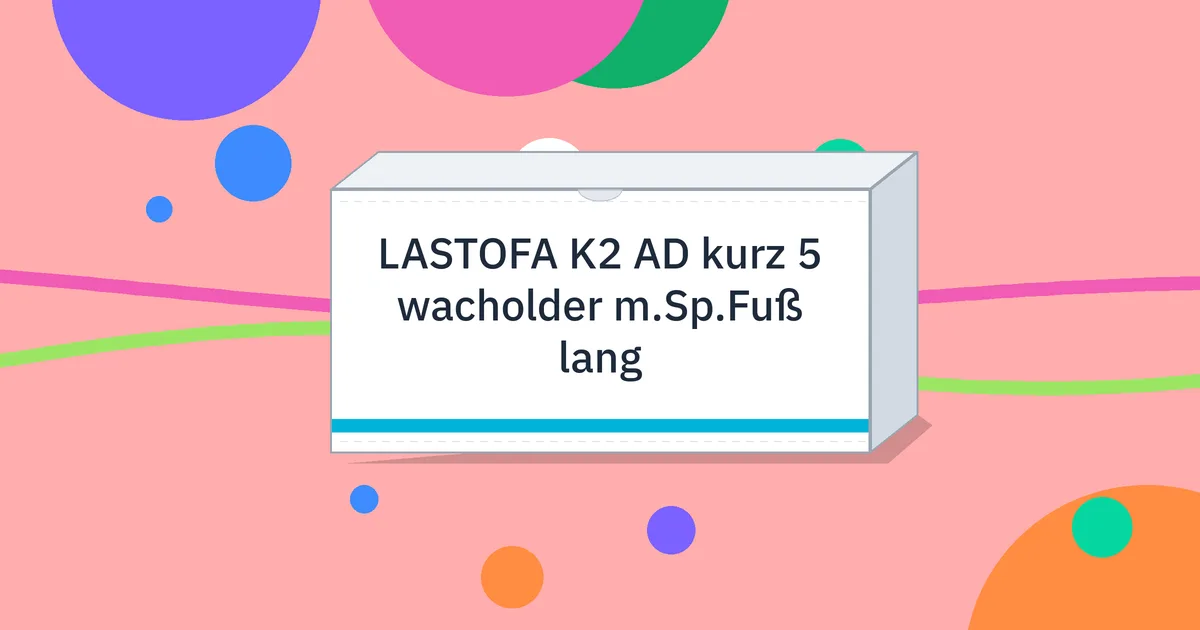 Symbolbild: Packung mit der Aufschrift LASTOFA K2 AD kurz 5 wacholder m.Sp.Fuß lang (PZN 13801032) – Verfügbarkeit und Bezug in Apotheken in Frankfurt am Main