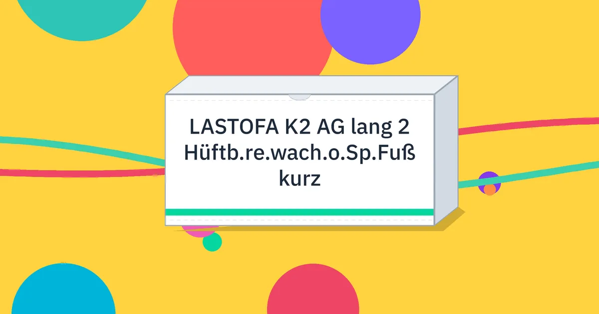 Symbolbild: Packung mit der Aufschrift LASTOFA K2 AG lang 2 Hüftb.re.wach.o.Sp.Fuß kurz (PZN 13810864) – Verfügbarkeit und Bezug in Apotheken in Frankfurt am Main