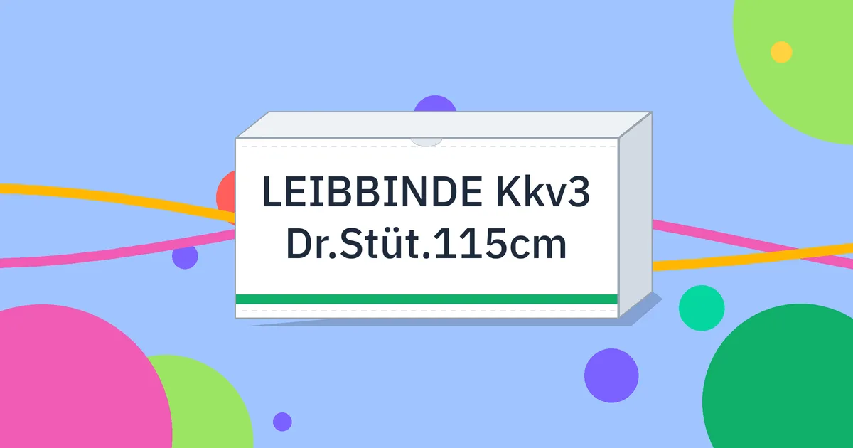 Symbolbild: Packung mit der Aufschrift LEIBBINDE Kkv3 Dr.Stüt.115cm (PZN 01731993) – Verfügbarkeit und Bezug in Apotheken in Frankfurt am Main
