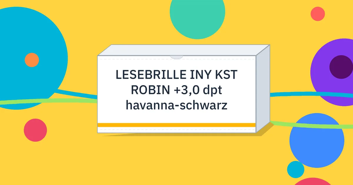 Symbolbild: Packung mit der Aufschrift LESEBRILLE INY KST ROBIN +3,0 dpt havanna-schwarz (PZN 19941053) – Verfügbarkeit und Bezug in Apotheken in Frankfurt am Main