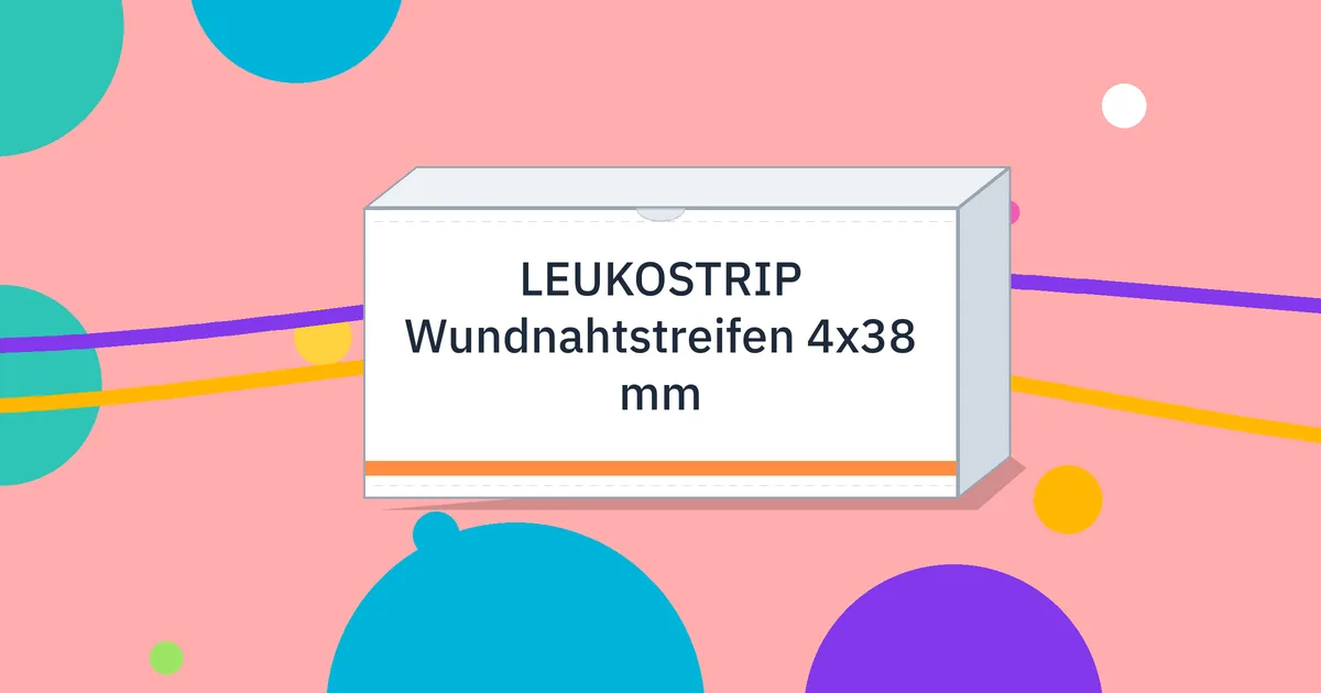 Symbolbild: Packung mit der Aufschrift LEUKOSTRIP Wundnahtstreifen 4x38 mm (PZN 16156514) – Verfügbarkeit und Bezug in Apotheken in Frankfurt am Main