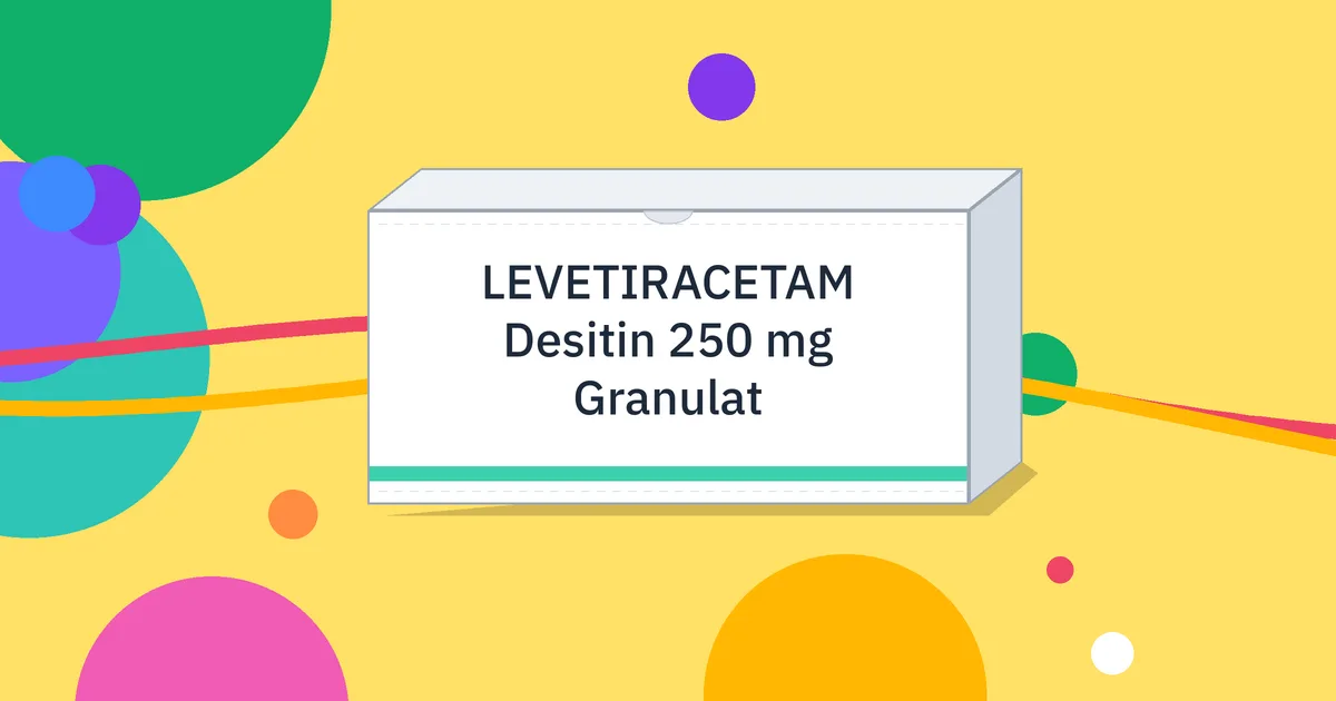 Symbolbild: Packung mit der Aufschrift LEVETIRACETAM Desitin 250 mg Granulat (PZN 08890950) – Verfügbarkeit und Bezug in Apotheken in Frankfurt am Main