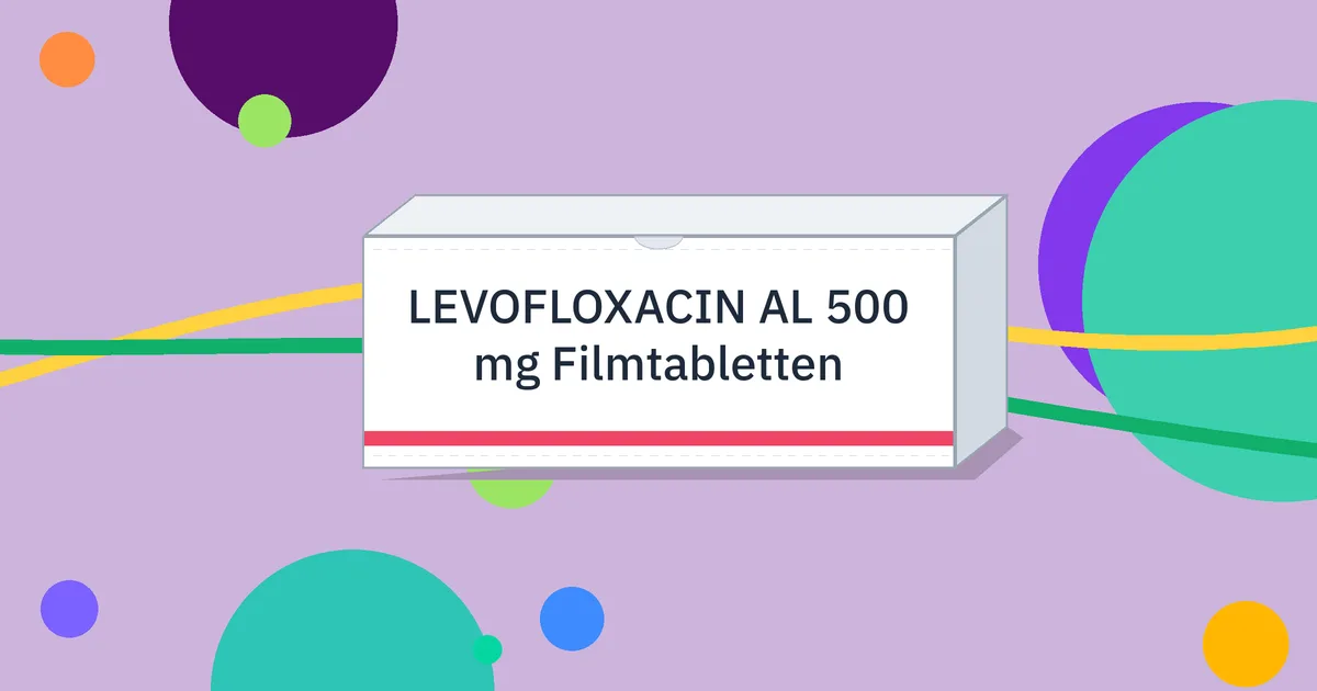 Symbolbild: Packung mit der Aufschrift LEVOFLOXACIN AL 500 mg Filmtabletten (PZN 06122388) – Verfügbarkeit und Bezug in Apotheken in Frankfurt am Main