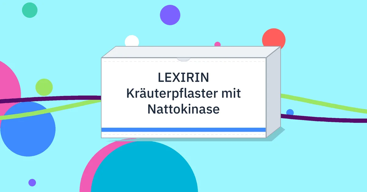 Symbolbild: Packung mit der Aufschrift LEXIRIN Kräuterpflaster mit Nattokinase (PZN 18074714) – Verfügbarkeit und Bezug in Apotheken in Frankfurt am Main