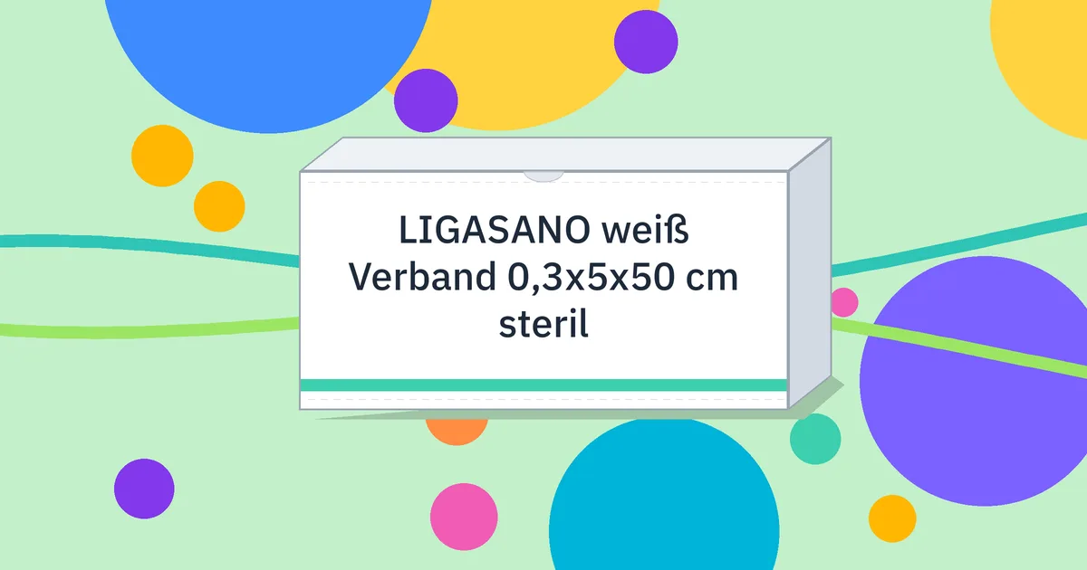 Symbolbild: Packung mit der Aufschrift LIGASANO weiß Verband 0,3x5x50 cm steril (PZN 20171695) – Verfügbarkeit und Bezug in Apotheken in Frankfurt am Main