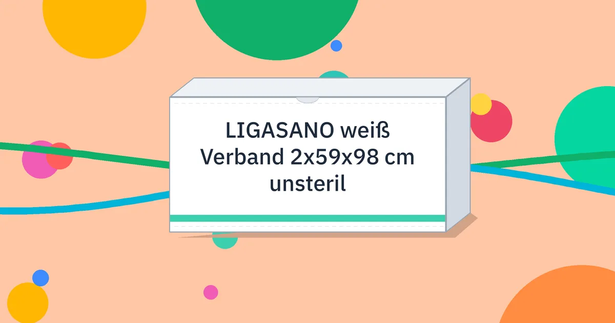 Symbolbild: Packung mit der Aufschrift LIGASANO weiß Verband 2x59x98 cm unsteril (PZN 17250758) – Verfügbarkeit und Bezug in Apotheken in Frankfurt am Main