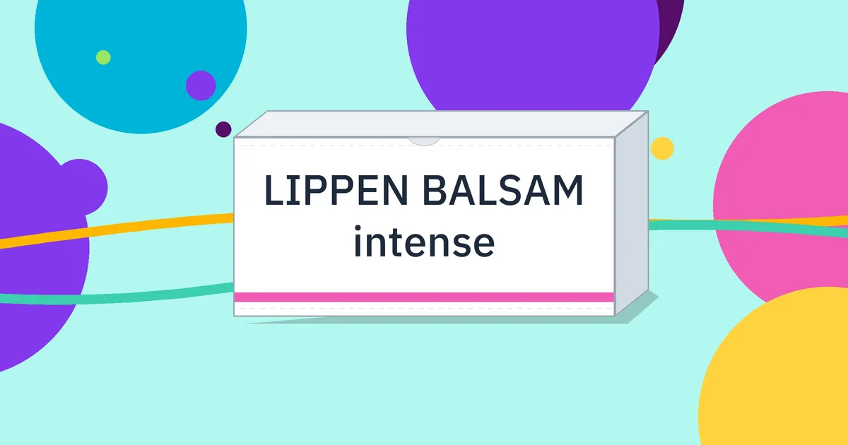 Symbolbild: Packung mit der Aufschrift LIPPEN BALSAM intense (PZN 19500308) – Verfügbarkeit und Bezug in Apotheken in Frankfurt am Main