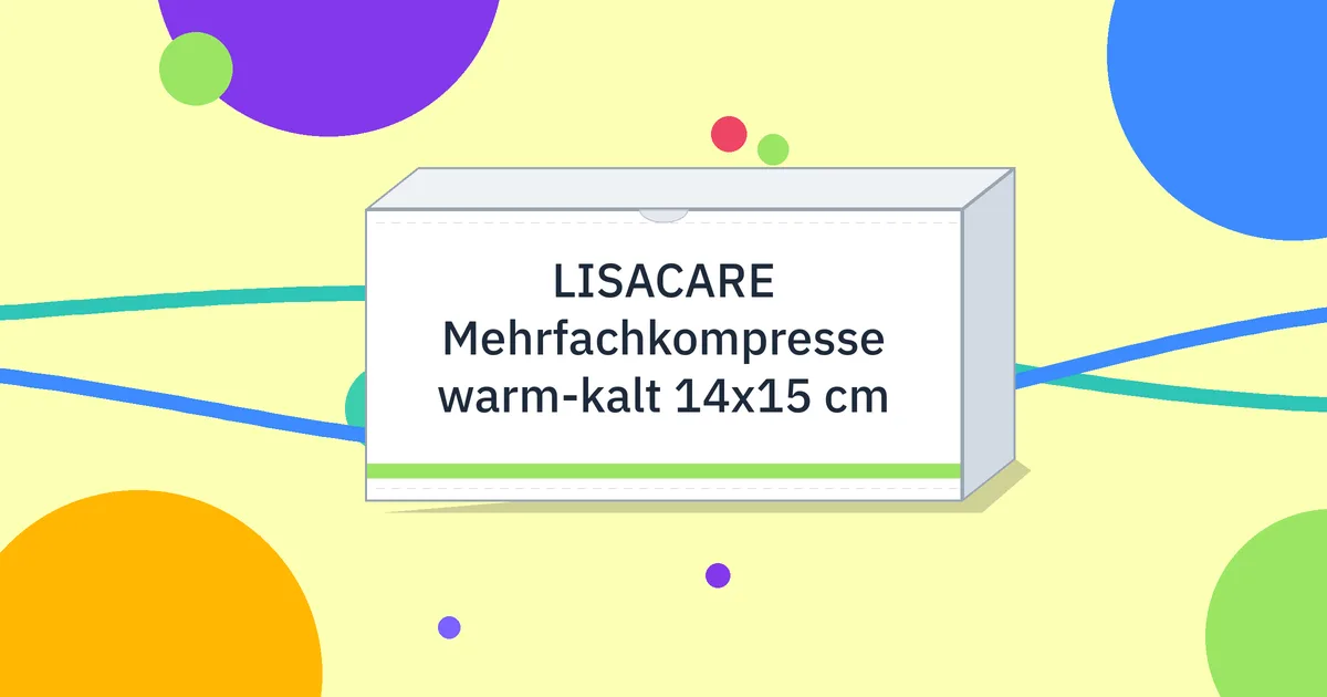 Symbolbild: Packung mit der Aufschrift LISACARE Mehrfachkompresse warm-kalt 14x15 cm (PZN 19821952) – Verfügbarkeit und Bezug in Apotheken in Frankfurt am Main