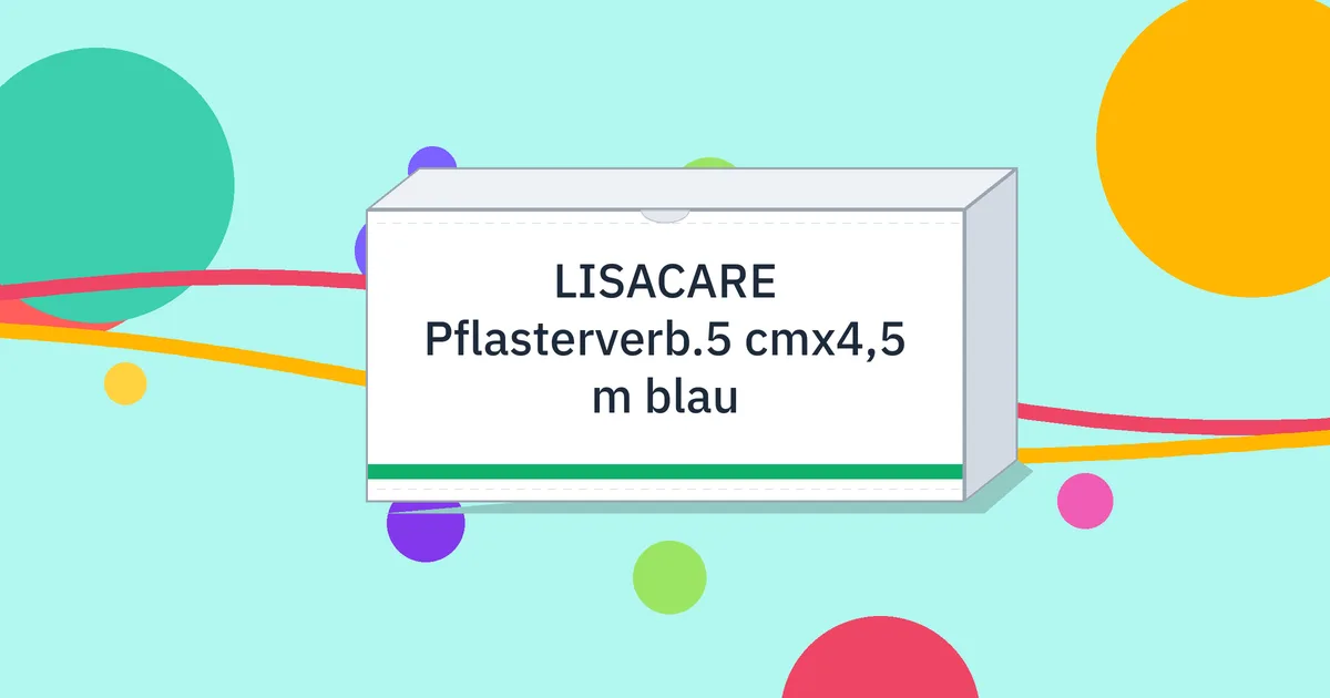 Symbolbild: Packung mit der Aufschrift LISACARE Pflasterverb.5 cmx4,5 m blau (PZN 17891925) – Verfügbarkeit und Bezug in Apotheken in Frankfurt am Main