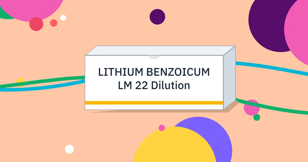 Symbolbild: Packung mit der Aufschrift LITHIUM BENZOICUM LM 22 Dilution (PZN 13531650) – Verfügbarkeit und Bezug in Apotheken in Frankfurt am Main