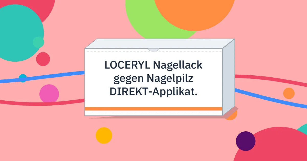 Symbolbild: Packung mit der Aufschrift LOCERYL Nagellack gegen Nagelpilz DIREKT-Applikat. (PZN 14272191) – Verfügbarkeit und Bezug in Apotheken in Frankfurt am Main
