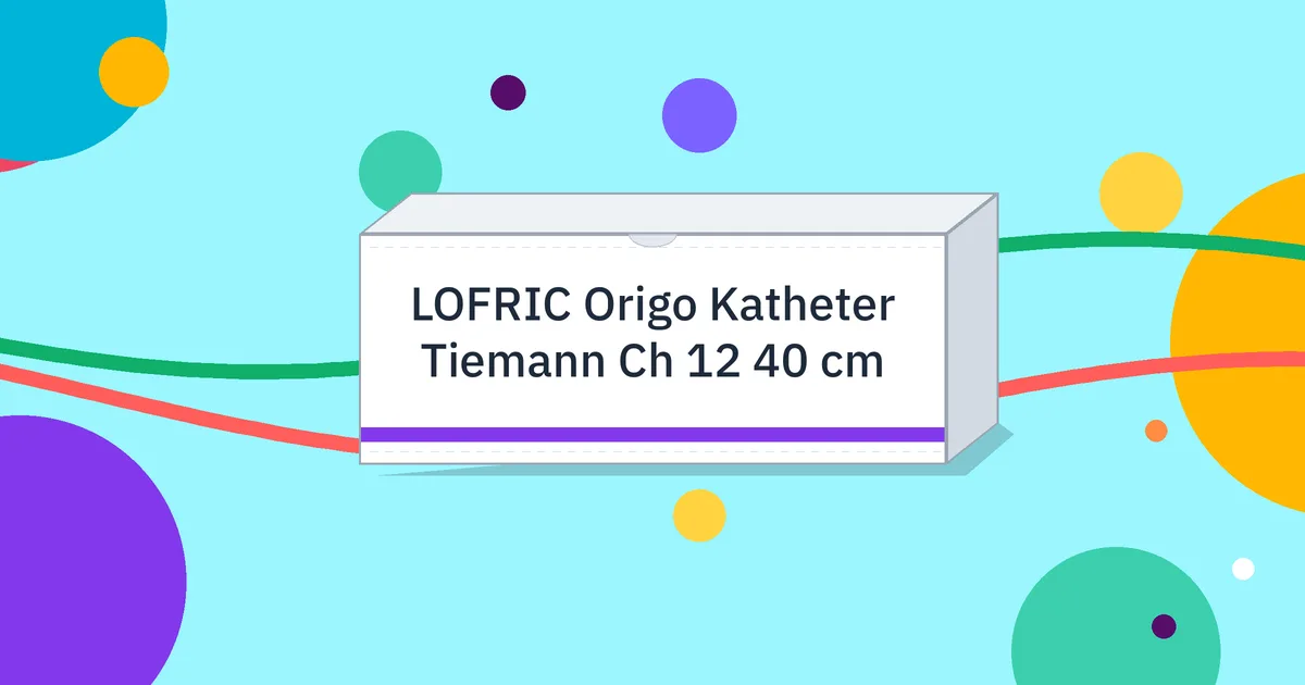 Symbolbild: Packung mit der Aufschrift LOFRIC Origo Katheter Tiemann Ch 12 40 cm (PZN 16672517) – Verfügbarkeit und Bezug in Apotheken in Frankfurt am Main