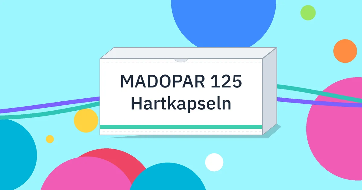Symbolbild: Packung mit der Aufschrift MADOPAR 125 Hartkapseln (PZN 06865215) – Verfügbarkeit und Bezug in Apotheken in Frankfurt am Main