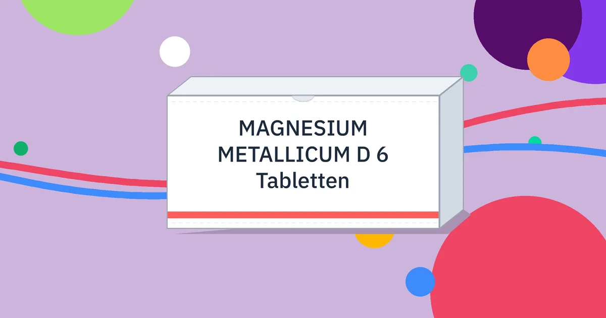 Symbolbild: Packung mit der Aufschrift MAGNESIUM METALLICUM D 6 Tabletten (PZN 07173324) – Verfügbarkeit und Bezug in Apotheken in Frankfurt am Main