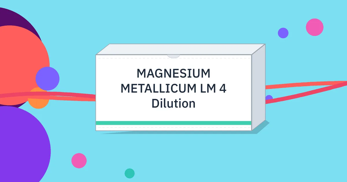 Symbolbild: Packung mit der Aufschrift MAGNESIUM METALLICUM LM 4 Dilution (PZN 12938289) – Verfügbarkeit und Bezug in Apotheken in Frankfurt am Main