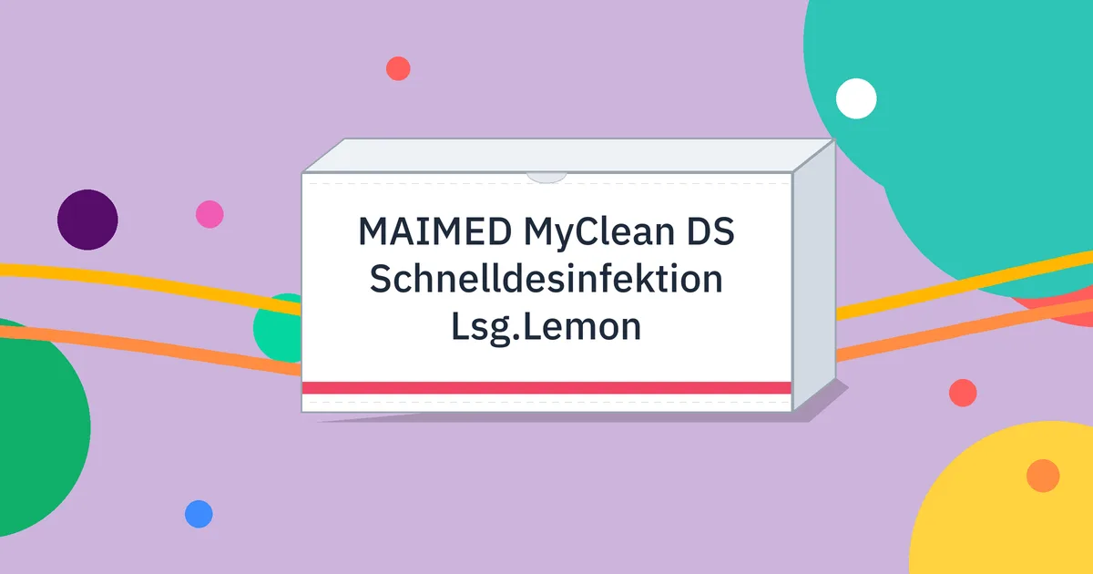 Symbolbild: Packung mit der Aufschrift MAIMED MyClean DS Schnelldesinfektion Lsg.Lemon (PZN 10305858) – Verfügbarkeit und Bezug in Apotheken in Frankfurt am Main