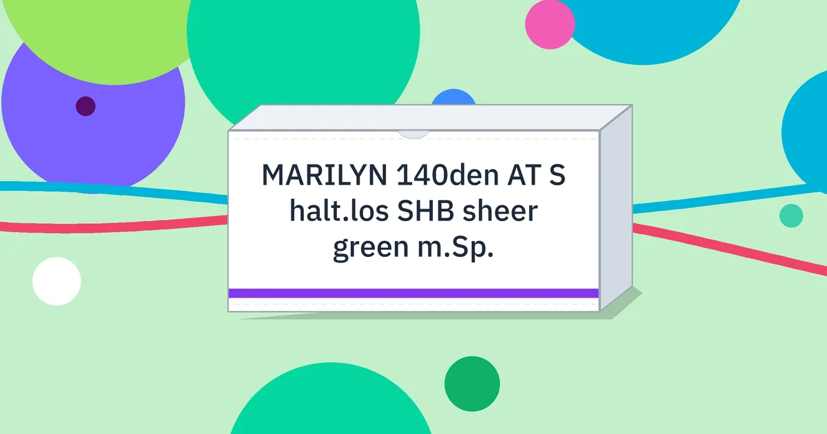 Symbolbild: Packung mit der Aufschrift MARILYN 140den AT S halt.los SHB sheer green m.Sp. (PZN 16187118) – Verfügbarkeit und Bezug in Apotheken in Frankfurt am Main