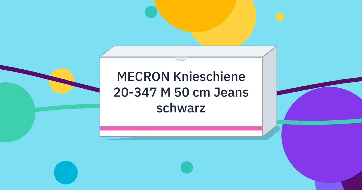 Symbolbild: Packung mit der Aufschrift MECRON Knieschiene 20-347 M 50 cm Jeans schwarz (PZN 02910195) – Verfügbarkeit und Bezug in Apotheken in Frankfurt am Main