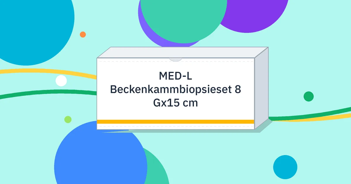 Symbolbild: Packung mit der Aufschrift MED-L Beckenkammbiopsieset 8 Gx15 cm (PZN 19774394) – Verfügbarkeit und Bezug in Apotheken in Frankfurt am Main