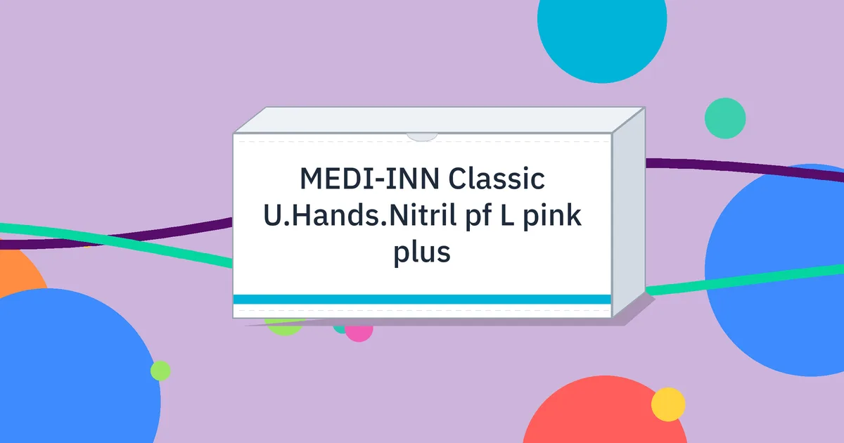 Symbolbild: Packung mit der Aufschrift MEDI-INN Classic U.Hands.Nitril pf L pink plus (PZN 18444789) – Verfügbarkeit und Bezug in Apotheken in Frankfurt am Main