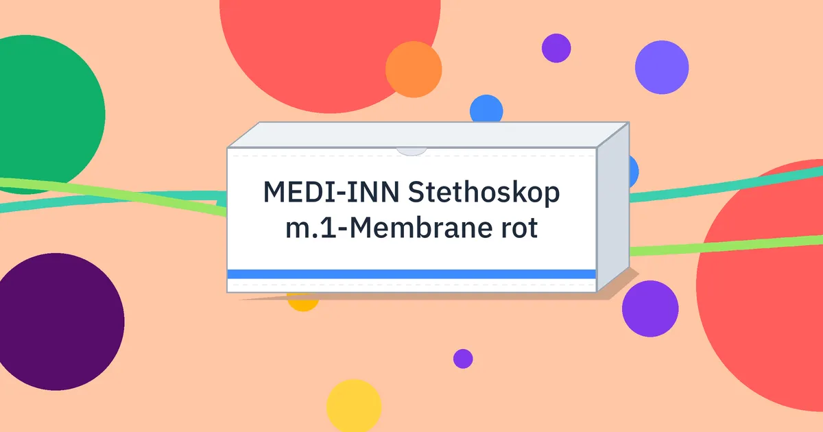 Symbolbild: Packung mit der Aufschrift MEDI-INN Stethoskop m.1-Membrane rot (PZN 04460000) – Verfügbarkeit und Bezug in Apotheken in Frankfurt am Main