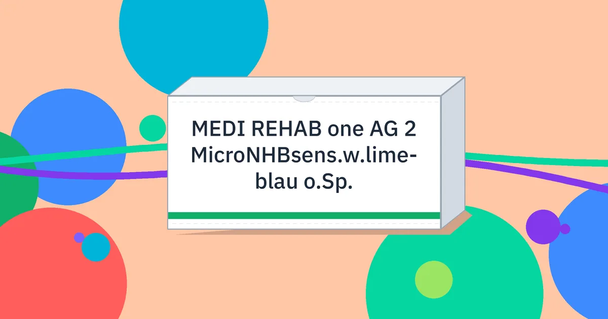 Symbolbild: Packung mit der Aufschrift MEDI REHAB one AG 2 MicroNHBsens.w.lime-blau o.Sp. (PZN 16753670) – Verfügbarkeit und Bezug in Apotheken in Frankfurt am Main
