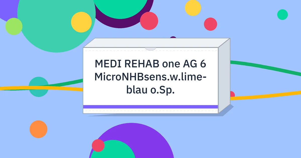 Symbolbild: Packung mit der Aufschrift MEDI REHAB one AG 6 MicroNHBsens.w.lime-blau o.Sp. (PZN 16753724) – Verfügbarkeit und Bezug in Apotheken in Frankfurt am Main