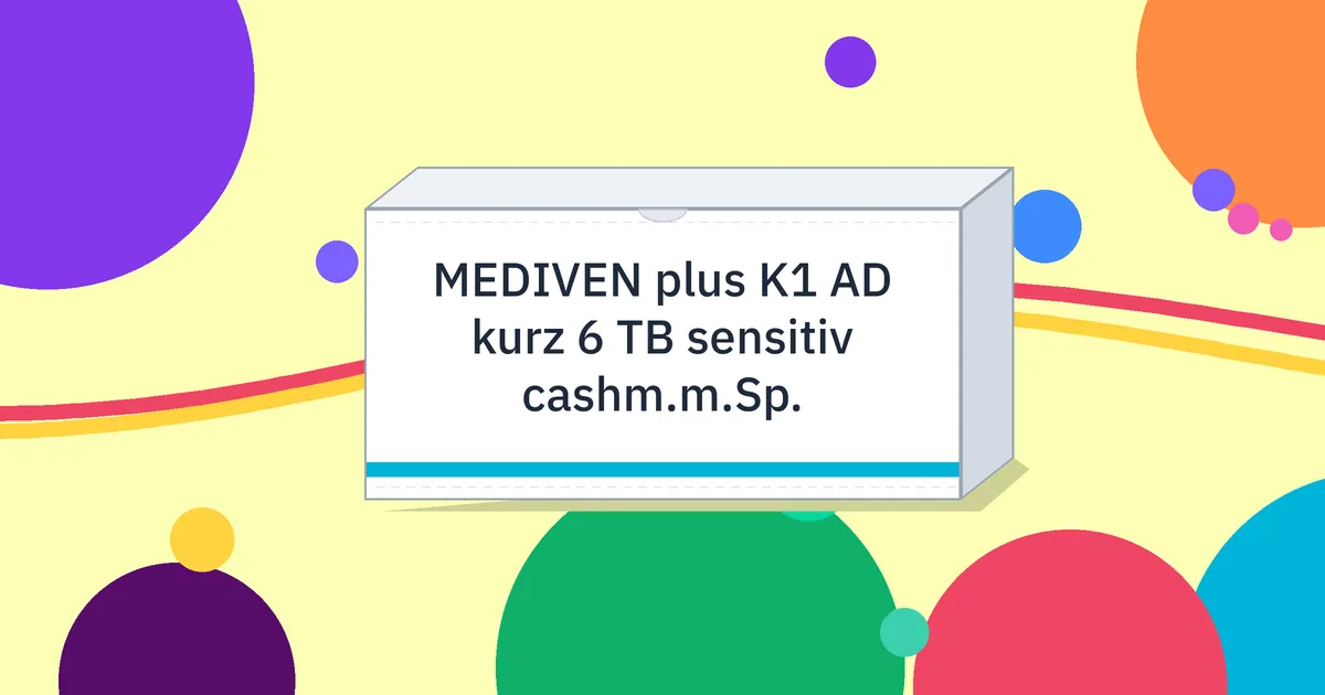 Symbolbild: Packung mit der Aufschrift MEDIVEN plus K1 AD kurz 6 TB sensitiv cashm.m.Sp. (PZN 15053290) – Verfügbarkeit und Bezug in Apotheken in Frankfurt am Main