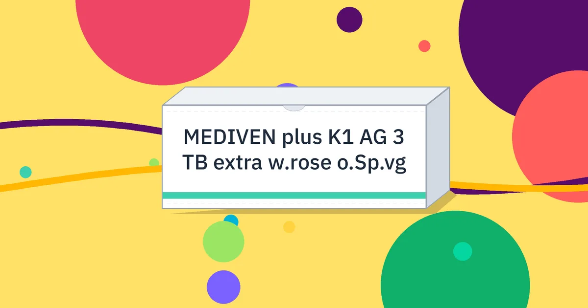 Symbolbild: Packung mit der Aufschrift MEDIVEN plus K1 AG 3 TB extra w.rose o.Sp.vg (PZN 15066594) – Verfügbarkeit und Bezug in Apotheken in Frankfurt am Main