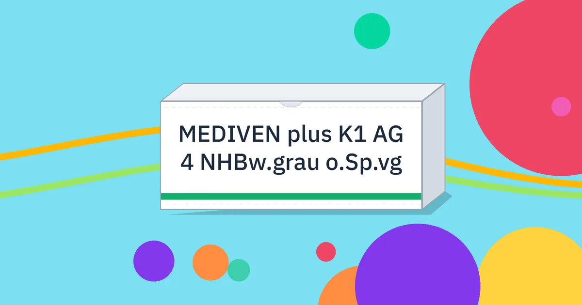 Symbolbild: Packung mit der Aufschrift MEDIVEN plus K1 AG 4 NHBw.grau o.Sp.vg (PZN 18939373) – Verfügbarkeit und Bezug in Apotheken in Frankfurt am Main