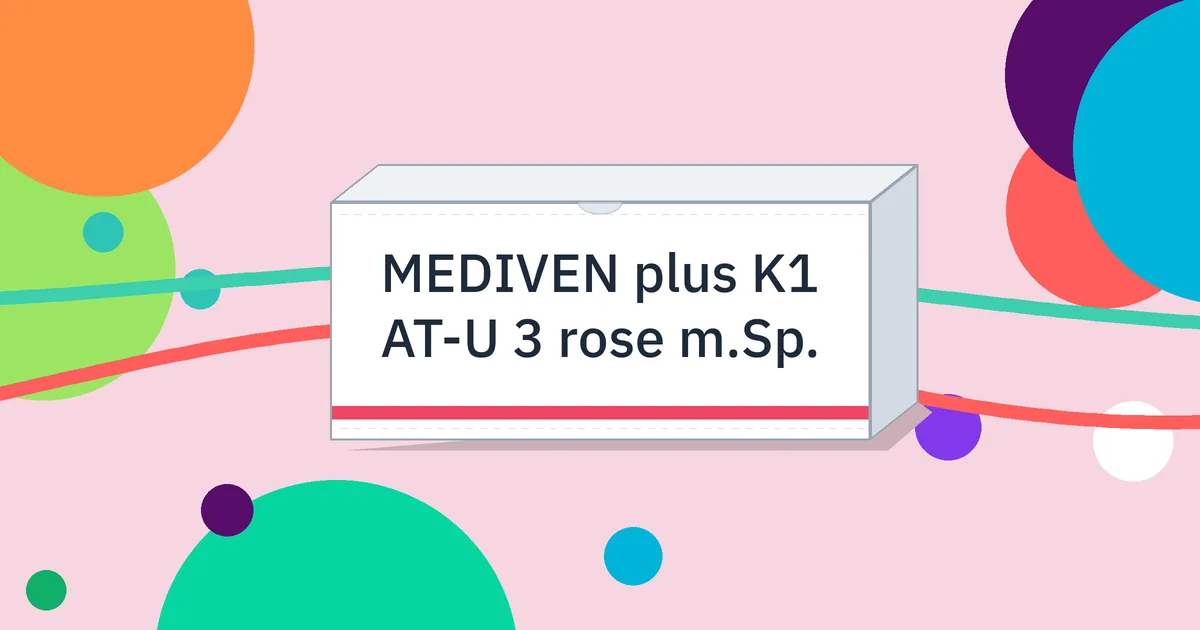 Symbolbild: Packung mit der Aufschrift MEDIVEN plus K1 AT-U 3 rose m.Sp. (PZN 15030596) – Verfügbarkeit und Bezug in Apotheken in Frankfurt am Main