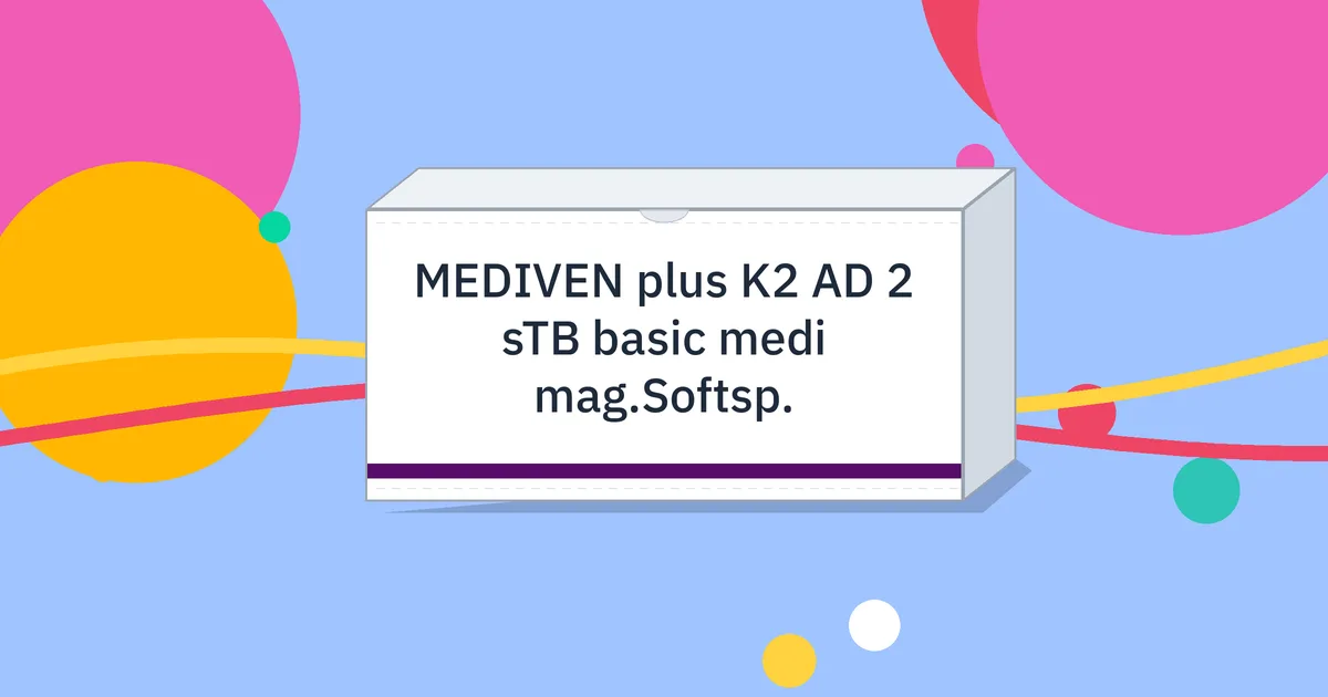Symbolbild: Packung mit der Aufschrift MEDIVEN plus K2 AD 2 sTB basic medi mag.Softsp. (PZN 15096000) – Verfügbarkeit und Bezug in Apotheken in Frankfurt am Main
