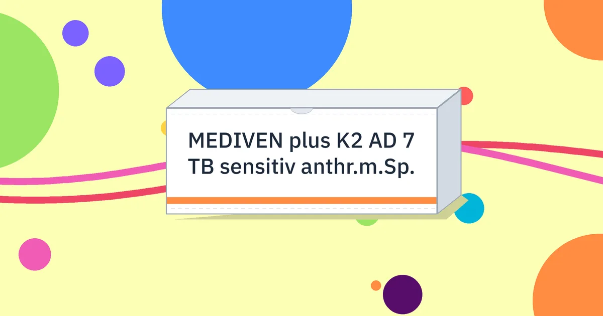Symbolbild: Packung mit der Aufschrift MEDIVEN plus K2 AD 7 TB sensitiv anthr.m.Sp. (PZN 15104627) – Verfügbarkeit und Bezug in Apotheken in Frankfurt am Main
