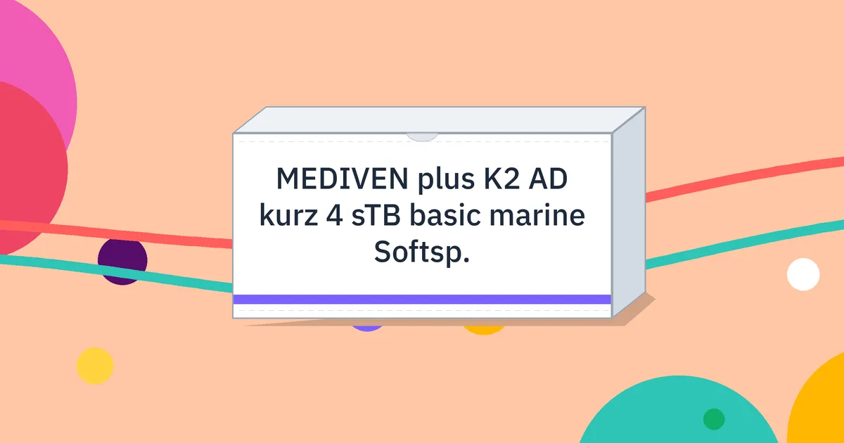 Symbolbild: Packung mit der Aufschrift MEDIVEN plus K2 AD kurz 4 sTB basic marine Softsp. (PZN 15099145) – Verfügbarkeit und Bezug in Apotheken in Frankfurt am Main
