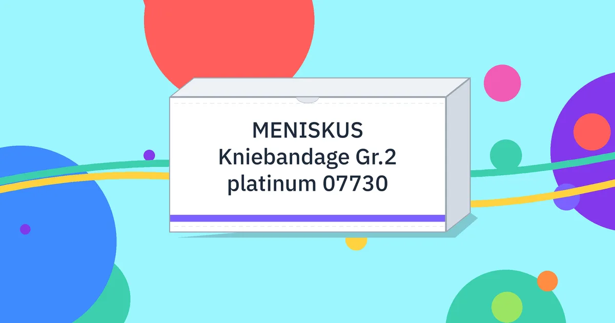 Symbolbild: Packung mit der Aufschrift MENISKUS Kniebandage Gr.2 platinum 07730 (PZN 06826758) – Verfügbarkeit und Bezug in Apotheken in Frankfurt am Main