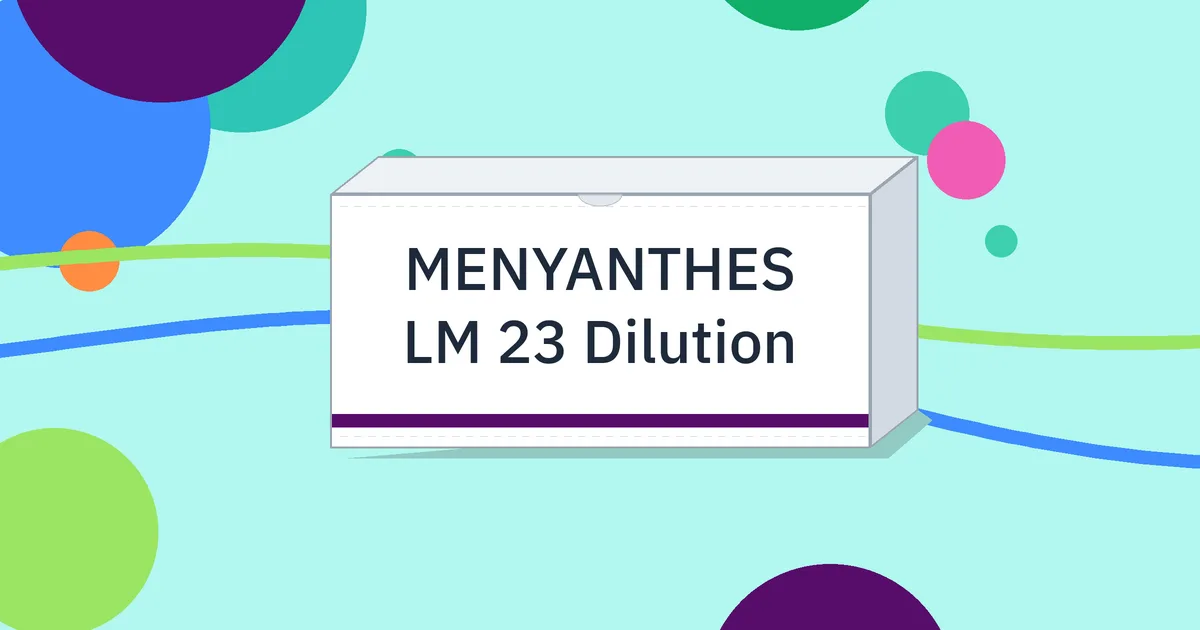 Symbolbild: Packung mit der Aufschrift MENYANTHES LM 23 Dilution (PZN 13605271) – Verfügbarkeit und Bezug in Apotheken in Frankfurt am Main