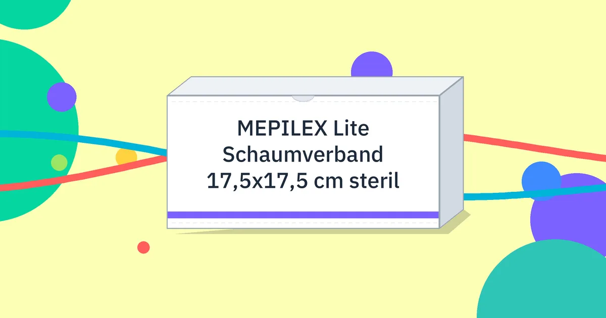 Symbolbild: Packung mit der Aufschrift MEPILEX Lite Schaumverband 17,5x17,5 cm steril (PZN 16668728) – Verfügbarkeit und Bezug in Apotheken in Frankfurt am Main