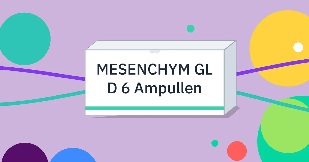 Symbolbild: Packung mit der Aufschrift MESENCHYM GL D 6 Ampullen (PZN 02829777) – Verfügbarkeit und Bezug in Apotheken in Frankfurt am Main