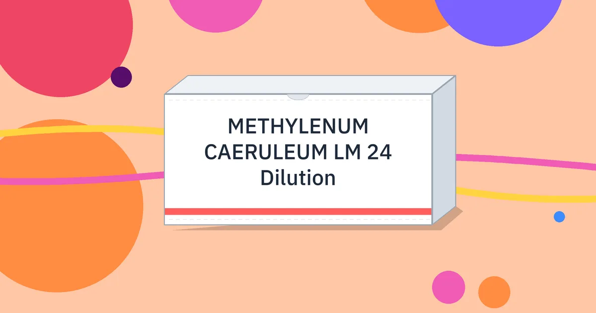 Symbolbild: Packung mit der Aufschrift METHYLENUM CAERULEUM LM 24 Dilution (PZN 13607175) – Verfügbarkeit und Bezug in Apotheken in Frankfurt am Main