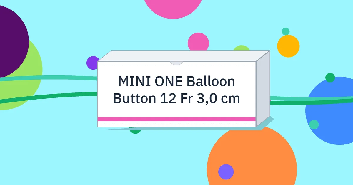 Symbolbild: Packung mit der Aufschrift MINI ONE Balloon Button 12 Fr 3,0 cm (PZN 14341791) – Verfügbarkeit und Bezug in Apotheken in Frankfurt am Main