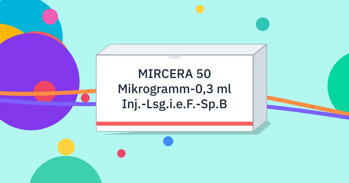 Symbolbild: Packung mit der Aufschrift MIRCERA 50 Mikrogramm-0,3 ml Inj.-Lsg.i.e.F.-Sp.B (PZN 11557295) – Verfügbarkeit und Bezug in Apotheken in Frankfurt am Main